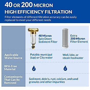 SimPure Whole House Water Filtration System, Big Filter Housing Blue for Whole Home Water Filtration, with 10" x 4.5" CTO Filter