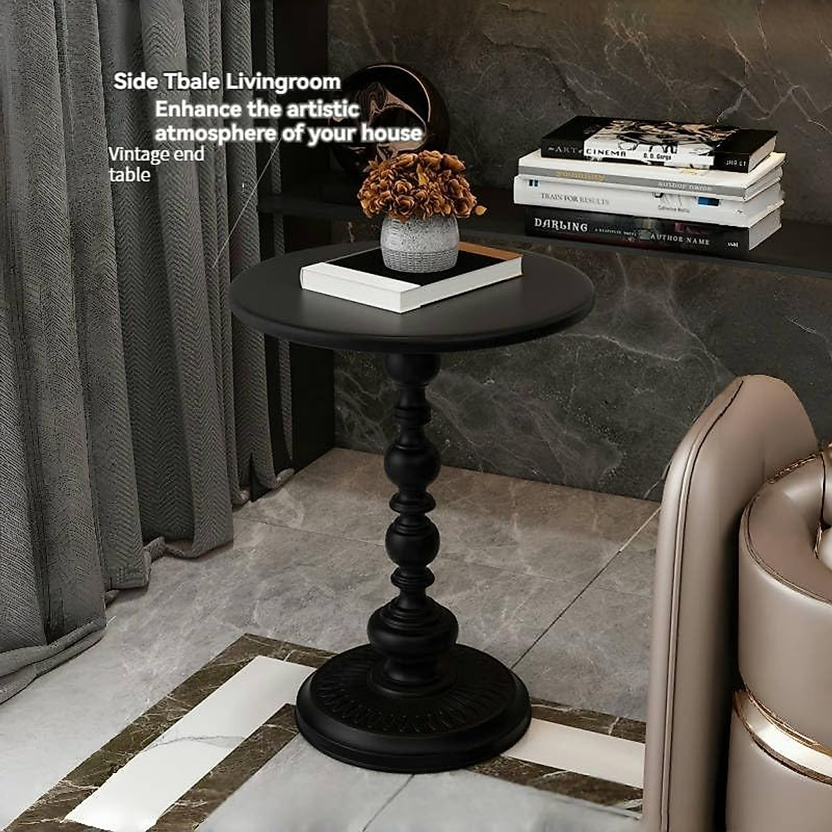 OINKSAAK,Round Side Table，Accent Table，Small end Table，Living Room Tables，Drink Table，Outdoor Side Table，Bistro Table，Metal Circle Antique Pedestal Round Table