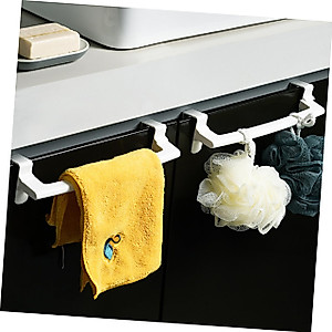 WOONEKY 2pcs Hanger Bathroom Towel Rack Racks Bath Towel Holder Cabinet Wall Towel Rack Door Bathroom Towel Holder Detachable Towel Rack No Kitchen Hand Bathroom Towel Organizer Abs White