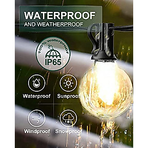 ACOHOOK 100FT Globe Outdoor Lights String, Dimmable LED Patio String Light with 34 G40 Shatterproof Plastic Bulbs, Waterproof Commercial Hanging Lights for Outside Party Porch Backyard Bistro