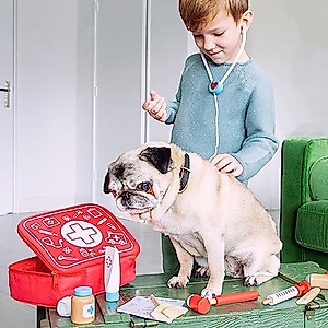 New Classic Toys Doctor Set - Pretend Play Toy for Kids Cooking Simulation Educational Toys and Color Perception Toy for Preschool Age Toddlers Boys Girls , Red