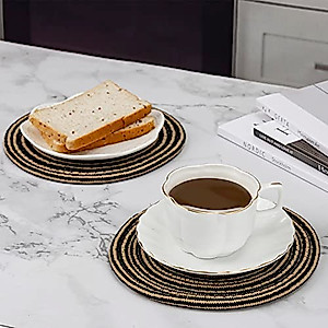 Trivets for Hot Dishes, Large Trivet for Hot Pots and Pans 8 inches, Hot Pads for Kitchen Table, Coasters Cotton Mat to Protect Counter, Cooking Potholder (Stripe 5 Pcs)