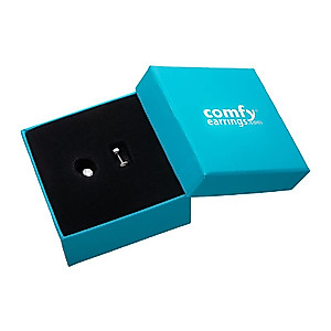 ComfyEarrings CZ Crystal Bezel Stud Earrings, Stainless Steel