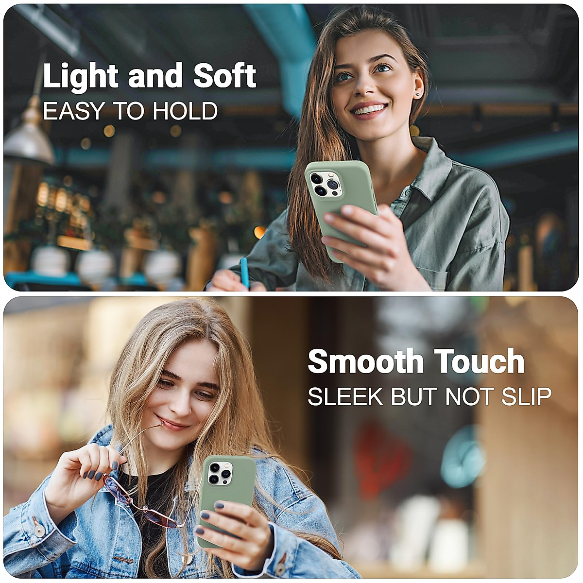 AOTESIER Shockproof Designed for iPhone 14 Pro Max Case, [Food Grade Silicone] [Military Drop Protection] with Anti-Scratch Lining Protective Phone Case for 14 ProMax, 6.7 inch, Calke Green