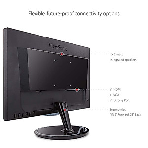 ViewSonic VX2457-MHD 24 Inch 75Hz 2ms 1080p Gaming Monitor with FreeSync Eye Care HDMI and DP, Black