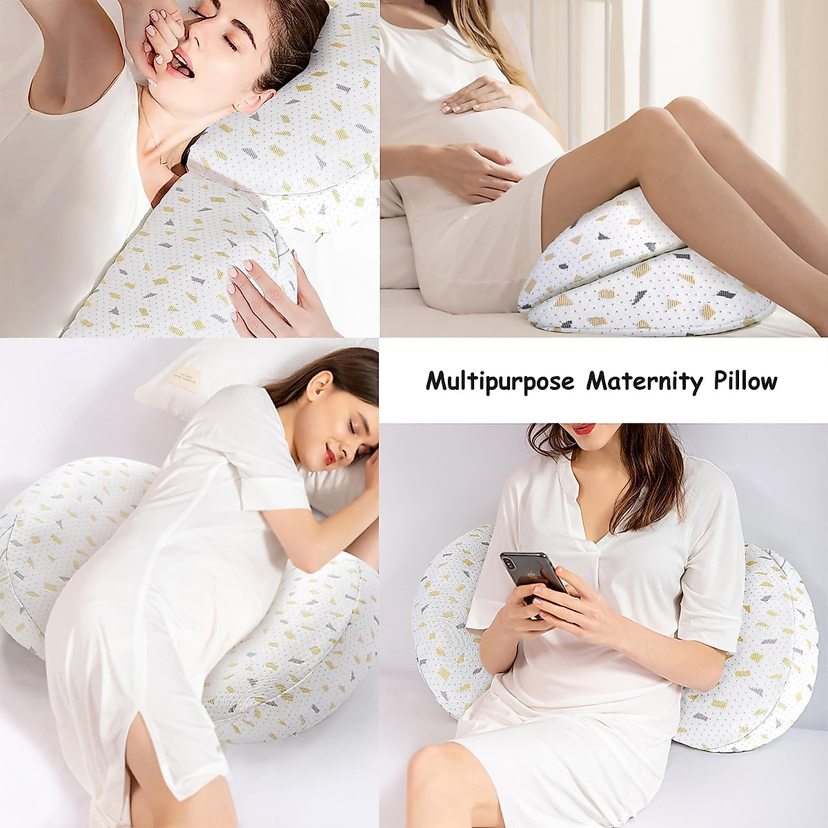 Coldew Pregnancy Pillows for Sleeping, Maternity Pillow for Pregnant Women, Soft Adjustable Width Pregnancy Body Pillow with Pillow Cover - Support for Belly, Back, Legs (Grey, Small)