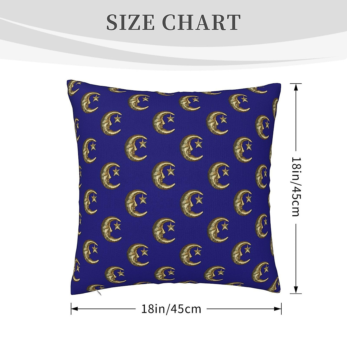 Lukbfall Bronze Moon Star Decorative Pillow Cover 18 X 18 Inch Bright Blue Moroccan Style Pillowcases Cushion Cover Square Throw Pillow Cover for Couch Sofa Bed Living Room Bedroom