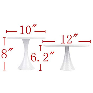 VILAVITA 2 Pieces Cake Stands Set Modern Round Cupcake Stands Metal Dessert Display Cake Stand, White