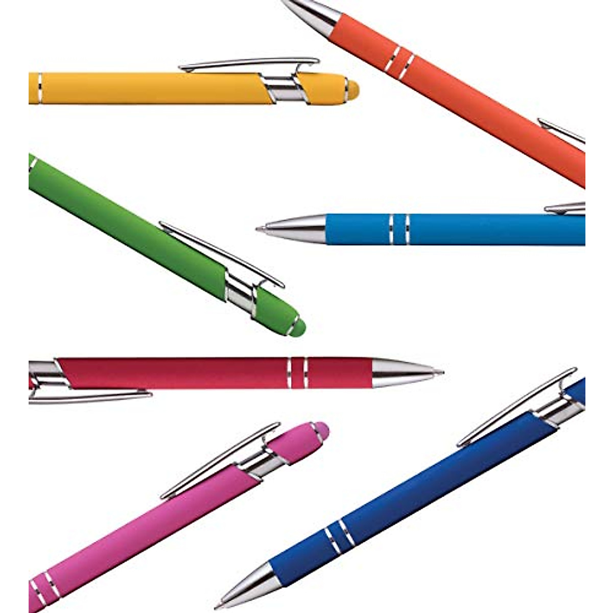 Rubberized Soft Touch | Burst of Color | Ballpoint Pen with Stylus Tip a stylish, premium metal pen, black ink, medium point (Assorted, 7)