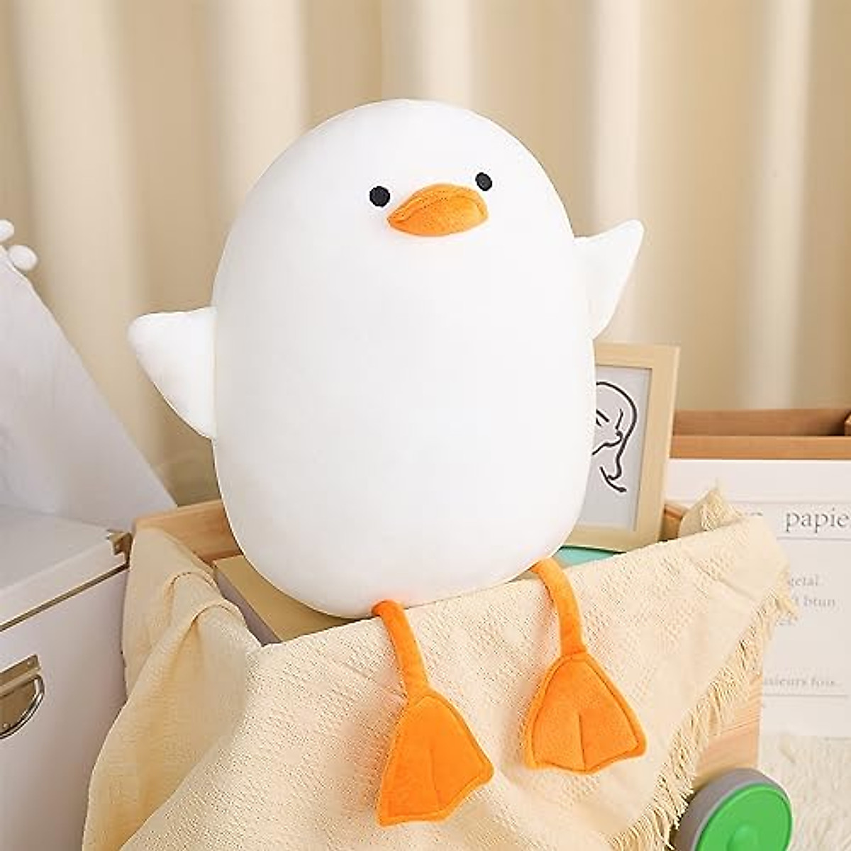 MELECERi White Duck Plush Toy Stuffed Animals Hugging Duck Plush Cute Plushies for Girls and Boys 13.7"