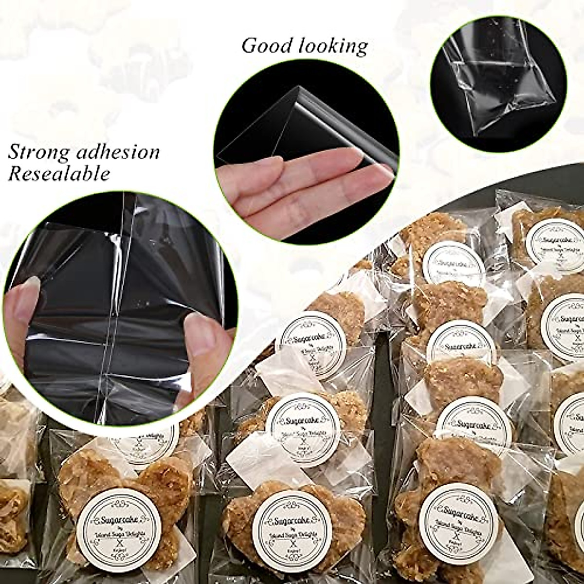 Cellophane Treat Bags, 5'' x 7'' Self Sealing Cellophane Bags, Resealable Clear Valentine Candy Bags for Gifts, Bakery, Pastry, Chocolate Wrapping & Packaging, Pretzels Individual Bags or Photo Sleeves