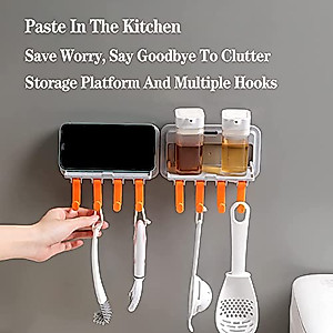 QIYUGE 2PCS Foldable Hook Shelf - Wall Mounted Multifunctional Rack Caddy Organizer Phone Holder for Bathroom Kitchen Bedroom Porch Living Room