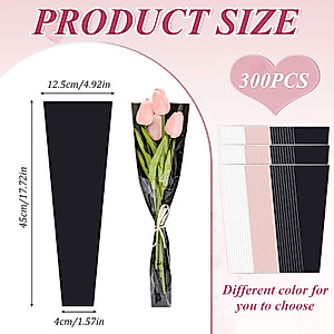Whaline 150 Pieces Single Rose Sleeve White Pink Black Single Flower Wrapping Bags Plastic Single Flower Packaging Cellophane Sleeves for Wedding Birthday Mother's Day Valentine's Day, 3 Colors