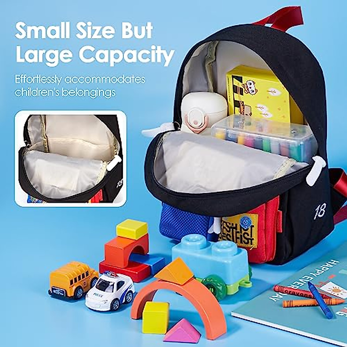 AOTOW Toddler Backpack for Preschool Boys Girls - Small Kids Bookbag Kindergarten Cute Daycare Back Pack Personalized Bagpack Child School Bags for little Kid 3-5 Years Old