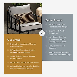 mopio Odelia 3 Piece Outdoor Furniture Set, Bistro Table and Chairs Set of 2, Premium Metal Patio Conversation Set, for Balcony, Small Apartments, Porch, Backyard, Patio Chairs Set of 2, Coffee Table