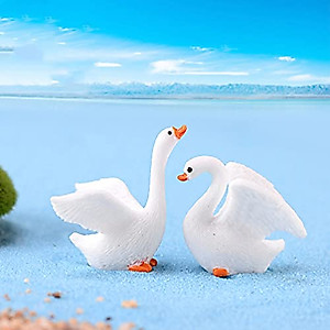 HEALLILY 2pcs Miniature Swan Resin Swan Statue White Swan Figurine Swan Couple Decor Elegant Swan Gift Cake Topper for Fairy Garden Micro Landscape