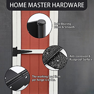 HOME MASTER HARDWARE Wood Gate Hardware Set- Heavy Duty 6" Gate Tee Hinge,Pull Set Gate Hardware Kit with Screws for Outdoor Fence Swing Gate Black Finish