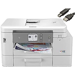Brother MFC Series INKvestment Tank All-in-One Color Inkjet Printer with NFC, Print Scan Copy Fax, Auto 2-Sided Printing, 4800 x 1200 dpi, Built-in Wireless, White, Bundle with Cefesfy Printer Cable