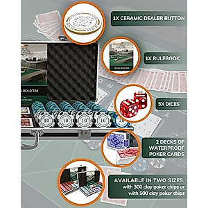 Bullets Poker Set, 2 Plastic Card, Dice, Dealer Button, Manual & Travel Case – with Case for Texas Hold’em, Casino Games, & Prominence – Ideal Poker Set with Chips and Cards, 500 Clay 'Carmela' Chips.