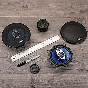 Pyle 5.25” Car Sound Speaker (Pair) - Upgraded Blue Poly Injection Cone 3-Way 200 Watt Peak w/Non-fatiguing Butyl Rubber Surround 100-20Khz Frequency Response 4 Ohm & 1" ASV Voice Coil - Pyle PL53BL