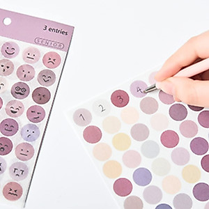 Mdikawe Polka Dot Smiley Face Stickers Diary Handwriting DIY Decorative Materials Label Seal Stickers (18Pcs/864Pcs)