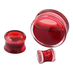YOFANST Red Liquid Blood Ear Plugs Acrylic Saddle Stretching Tunnels Expander Gauge 00g