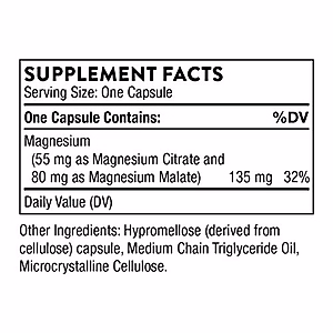 Thorne Magnesium CitraMate - Magnesium Supplement with Citrate-Malate - Support Heart, Skeletal Muscles, Cardiac, Lung Function, and Bone Density - Gluten-Free, Dairy-Free, Soy-Free - 90 Capsules