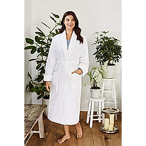 Lands' End Women's Long Sleeve Cotton Spa Bath Robe White Plus 3x