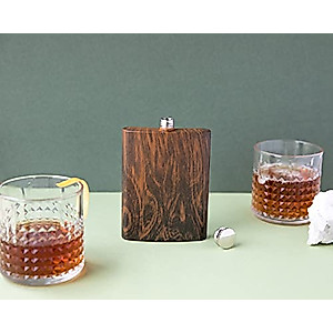 SoBoho 8oz Stainless Steel Walnut Flask - Box Includes Flask, Funnel, and Shot Glasses - Perfect for Groomsmen Gifts, Groomsmen Proposal Box, Best Man Gifts for Wedding - Groomsmen Flask Set