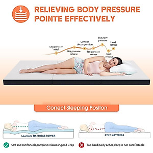 Folding Mattress, 4 Inch Portable Full Size Trifold Mattress, Foldable Memory Foam Mattress with Washable Cover for Camping, Guest, Yoga, Travel, Certipur-US Certified, Full