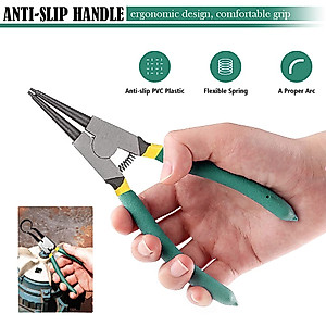 Queta 4pcs 7-Inch Snap Ring Pliers Set Heavy Duty Internal/External Circlip Pliers Kit with Straight/Bent Jaw CR-V Steel for Ring Remover Retaining C Clip Pliers with Storage Bag