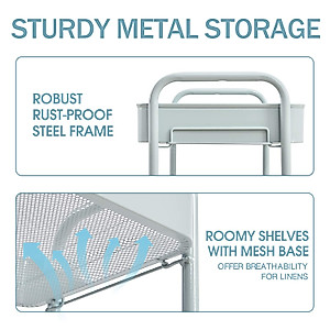 TOOLF 3-Tier Rolling Cart, Easy Assembly Metal Utility Cart with Lockable Wheels, Storage Craft Art Cart Trolley Organizer Serving Cart for Office, Bathroom, Kitchen, Kids' Room, Green