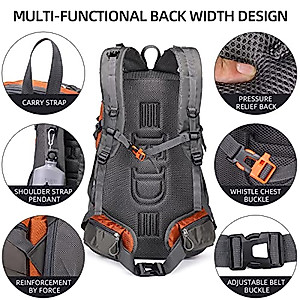 FENGDONG 50L Waterproof Lightweight Expandable Hiking,Camping,Travel Backpack with Shoes Compartment for Men Women Orange