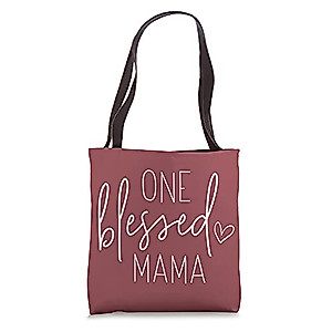 One Blessed Mama - Cute Quote Sayings for Mom - Berry Red Tote Bag