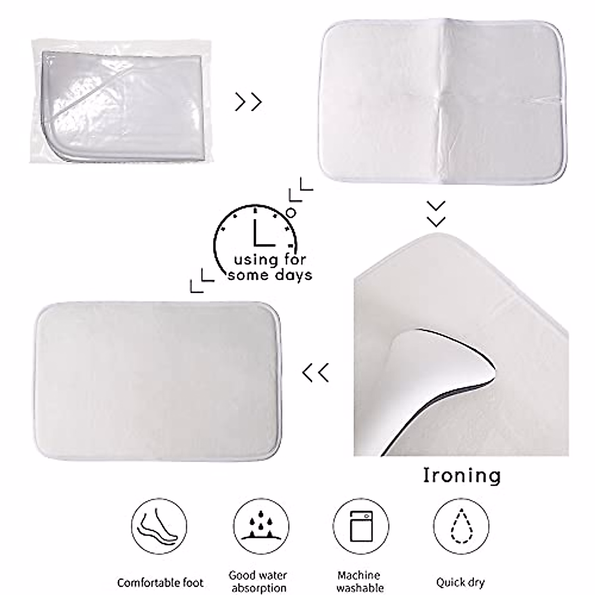 Christmas Bath Rugs Winter Christmas Reindeer Sponge Doormat Absorbent Non Slip Durable Flannel Mat Red Buffalo Plaid Retro Wood Grain Christmas Memory Foam Mats for Bathroom Kitchen 18 x 30 inches