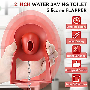 Saillong 2 Pcs Toilet Flapper Replacement Compatible with Kohler Parts 84995 and 1000490 Toilet Flapper, 2 Inch Rubber Toilet Flapper Replacement with Stainless Chain, Water Conserving