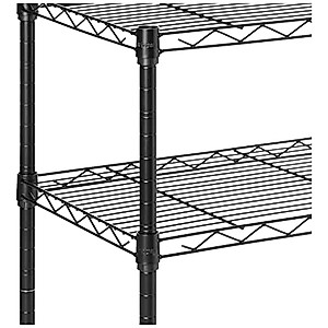 YSSOA Heavy Duty 3-Shelf Shelving with Wheels, Adjustable Storage Units, Steel Organizer Wire Rack, Plug Version, 24.02" W x 13.78" D x 31.98" H, Black (HKSHLF23133003BPCLITEV1)