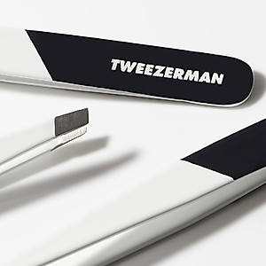 Tweezerman Stainless Steel Slant Tweezer - Eyebrow Tweezers for Women and Men (Midnight Strike)
