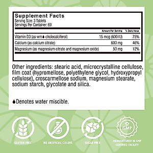 Celebrate Vitamins Calcium Plus Bariatric Calcium Citrate Non-Chewable Tablet with Vitamin D3 and Magnesium, 1200mg, Sugar-Free & Gluten-Free Calcium Citrate for Bariatric Patients, 180 count