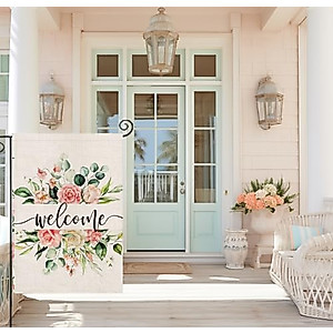 EKOREST Spring Garden Flag 12x18 Inch Double Sided,Welcome Flowers Small Yard Flag for Outdoor, Summer Seasonal Decors for Outside Anniversary Wedding Farmhouse Holiday