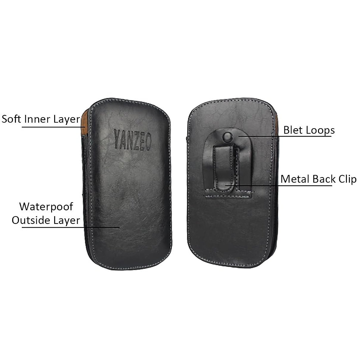 Zebra TC77 TC70 Scanner Leather case, Yanzeo Sturdy Portable Bag, Suitable for Zebra TC75, TC21, TC51, TC52, TC72, TC77, Handheld Barcode Touch Mobile Data Terminal, Bracket with Metal Clip