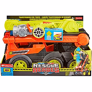 Fisher-Price Rescue Heroes Transforming Fire Truck with Lights & Sounds, Multicolor, Model:GFW30