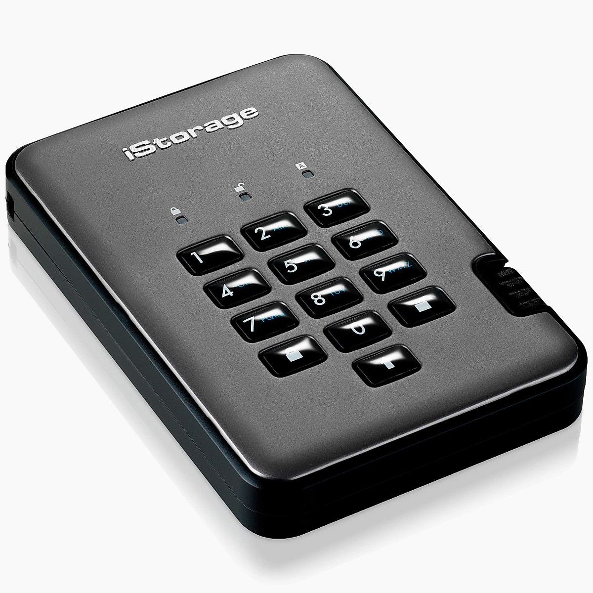 iStorage diskAshur PRO2 HDD 2TB Secure portable hard drive FIPS Level 2 certified - password protected, dust and water resistant, portable, military grade hardware encryption. IS-DAP2-256-2000-C-G