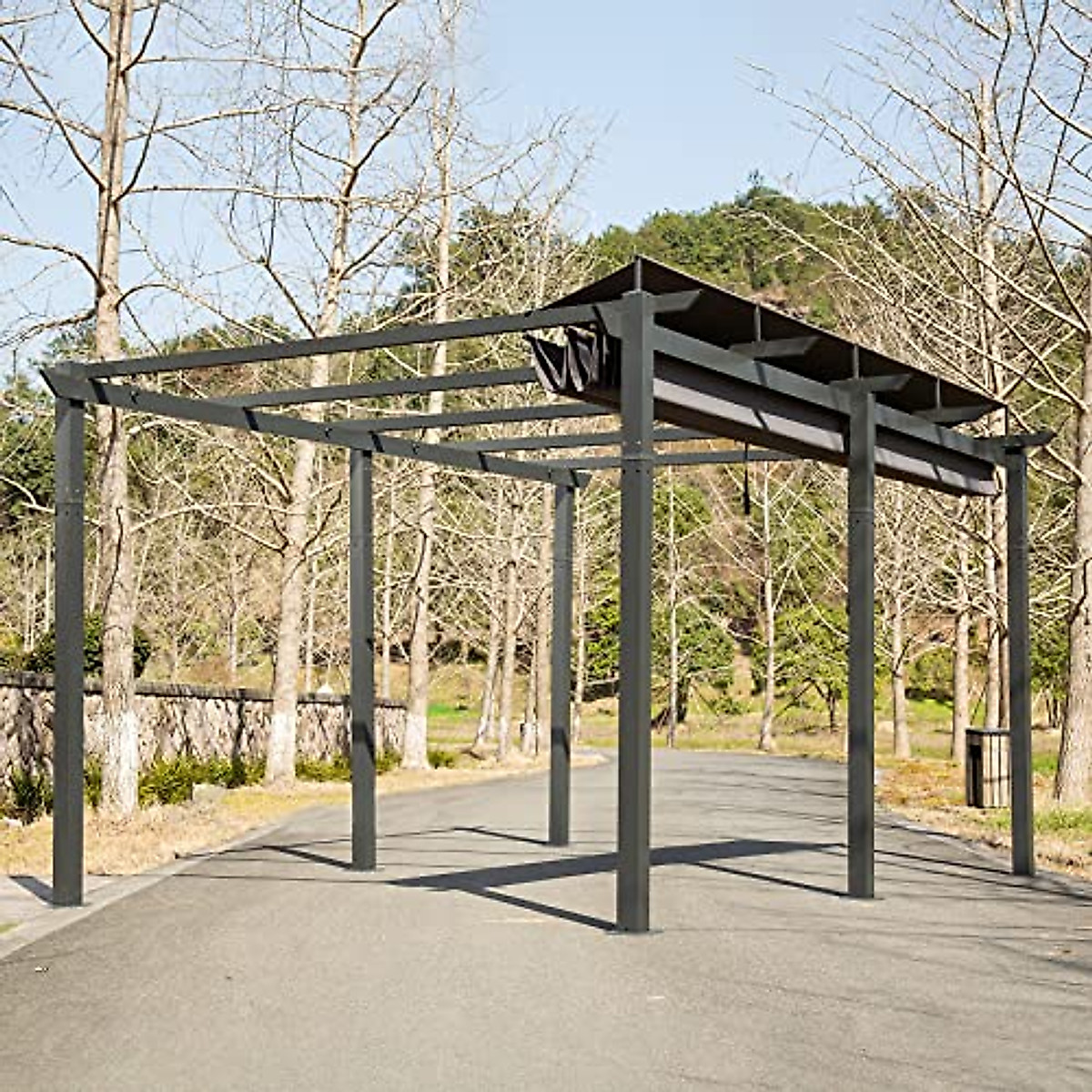 Domi 11x16ft Outdoor Retractable Pergola Against The Wall with Sun Shade Canopy, Pergolas and Gazebos Clearance, Patio Metal Canopy for Deck, Garden, Backyard