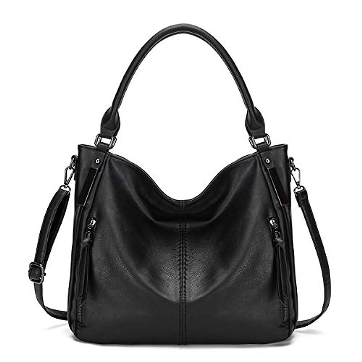 KL928 Purses for Women Shoulder Handbag Top Handle Hobo Tote Bags, PU Leather (Black-2)