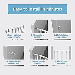 Perma Child Safety Stellar Sensor LED Auto Lock Safe Step Walk Through Baby Gate for Stairs, Pressure Mounted, White