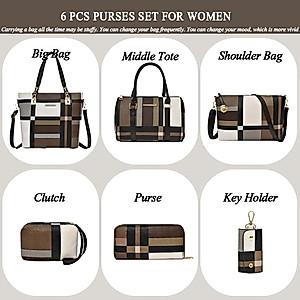 2E-youth Designer Purses and Handbags For Women Satchel Shoulder Bag Tote Bag For Work Clutch Purses (Brown)