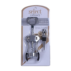 Select Culinary Premium Corkscrew and Wine Stopper Set