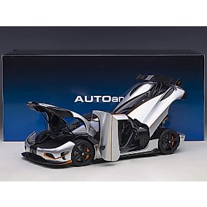 Auto Art Models Koenigsegg Agera RS Moon Silver with Carbon and Orange Accents 1/18 Model Car by Autoart 79024