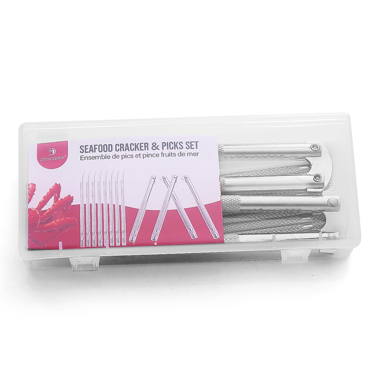 Drincarier Lobster Crackers and Picks Set, 10-Piece Crab Leg Cracker Tools - Stainless Steel Seafood Crackers & Forks Nut Cracker Set - Dishwasher Safe